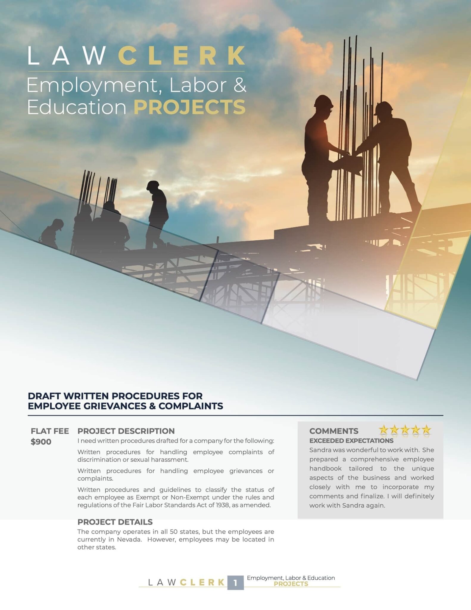 Download EMPLOYMENT, LABOR & EDUCATION Projects Sample Resource